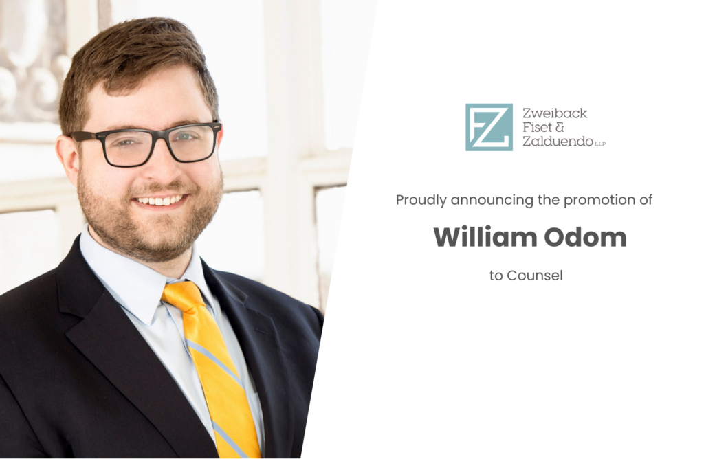 William Odom Promoted to Counsel of ZFZ Law - RFZ Law LLP